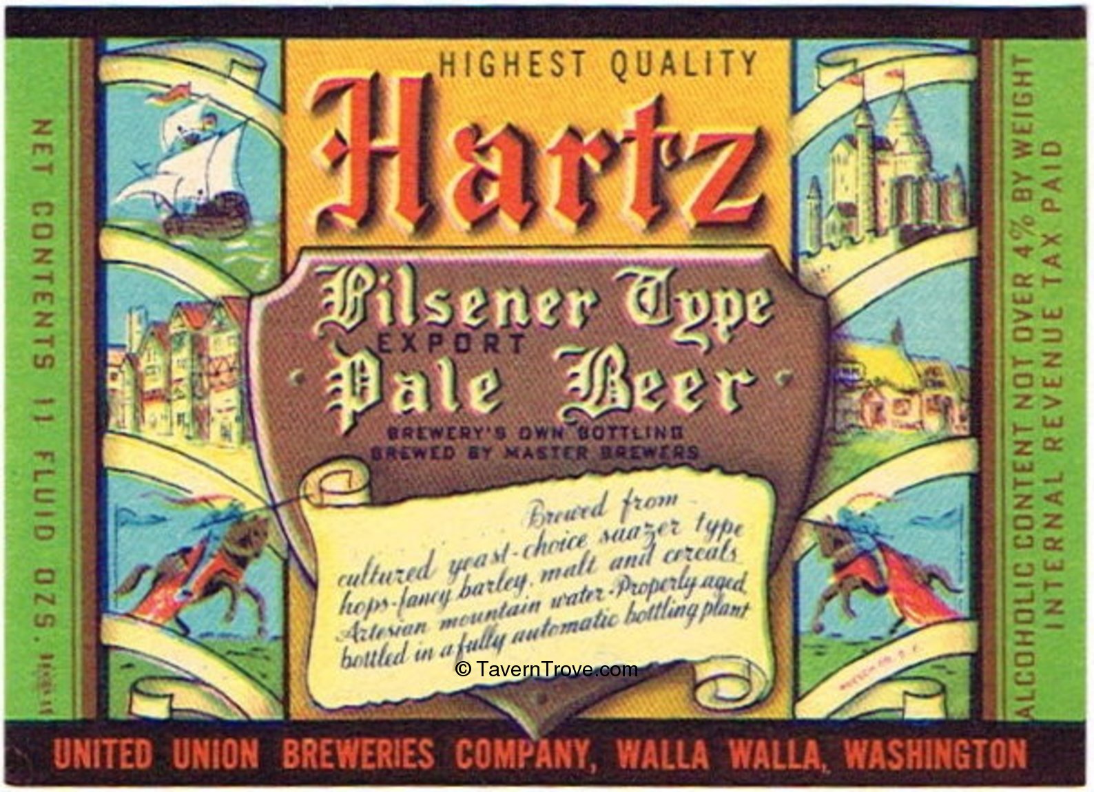 Item #59694 1940 Hartz Pilsener Type Pale Beer Label WS127-05
