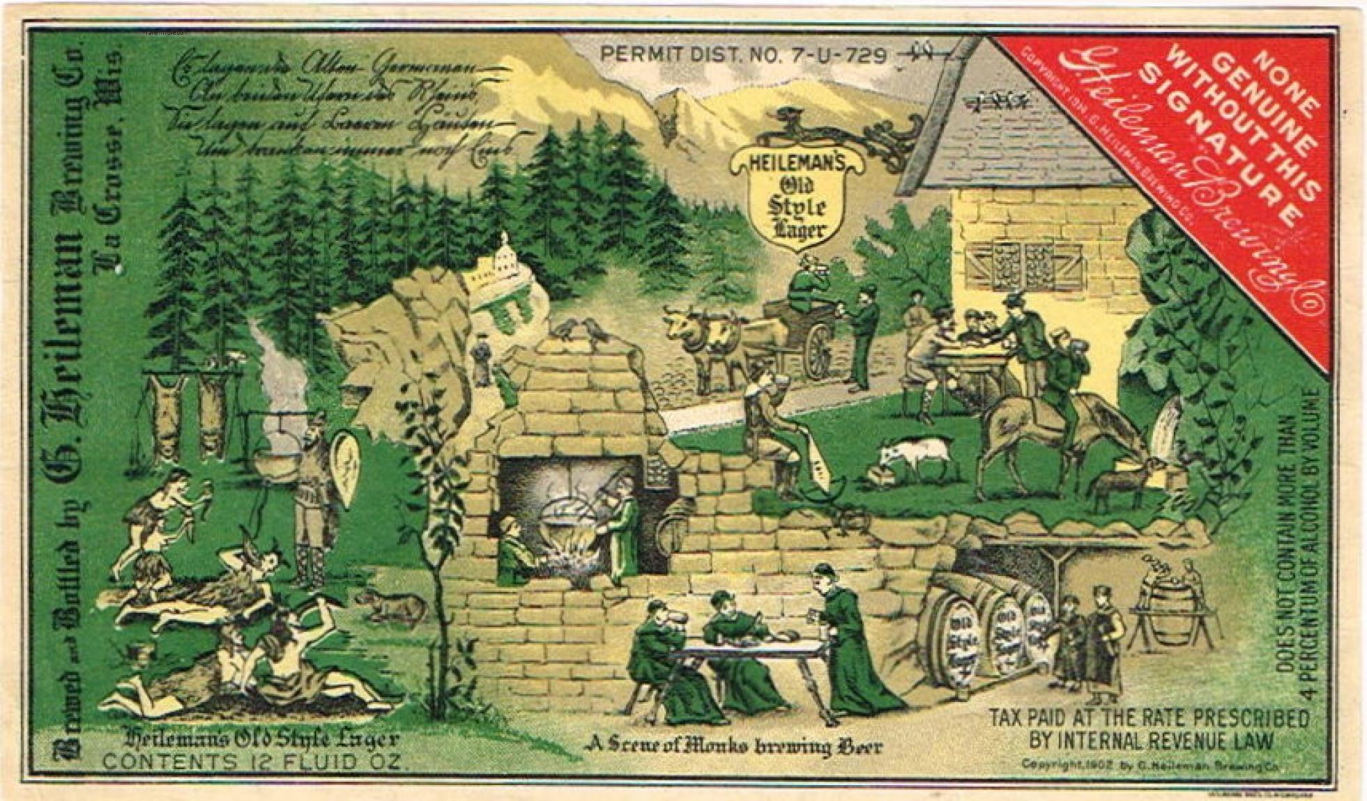 Item #90956 1933 Heileman's Old Style Lager Beer (87mm) Label WI215-26V3