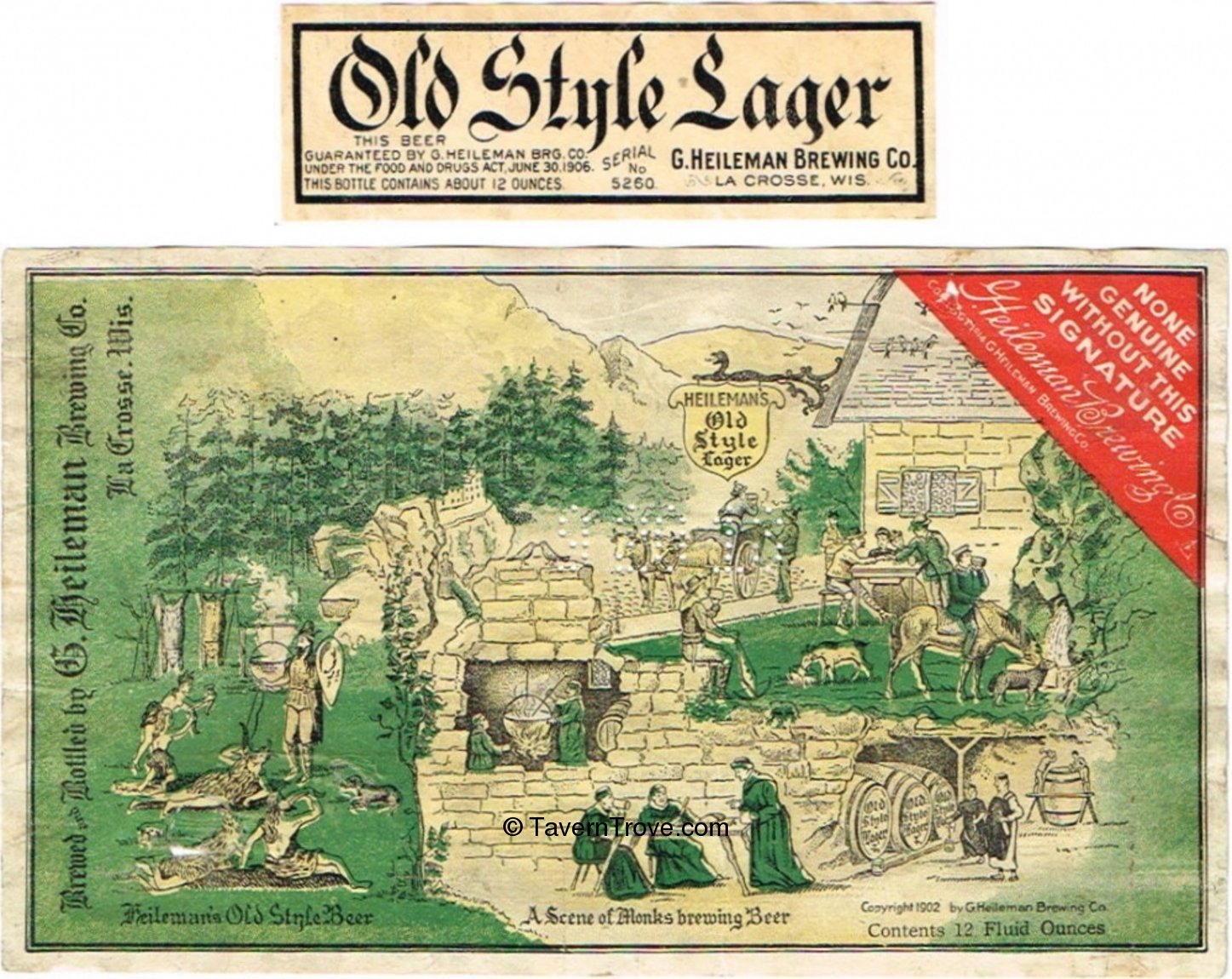 Item #86315 1919 Heileman's Old Style Lager Beer Label WI215-09V