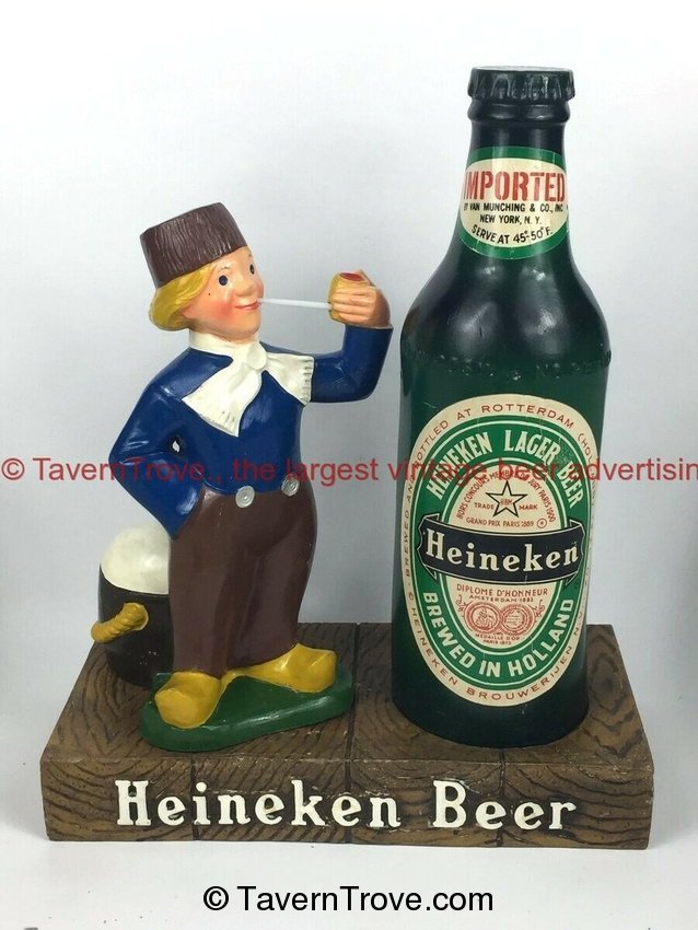Item #95824 1970 Heineken Beer Dutch Boy and Bottle Display Backbar Sign
