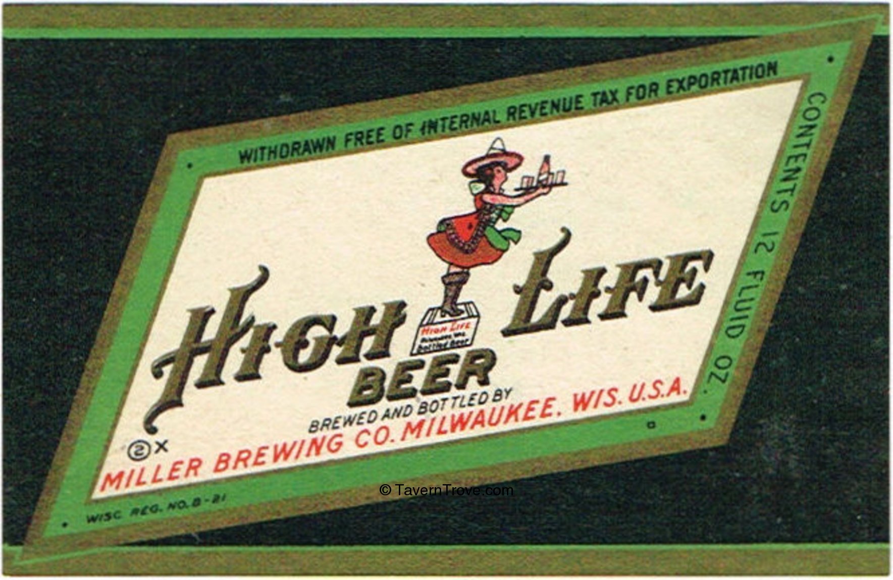Item #91092 1944 High Life Beer Label WI287-46
