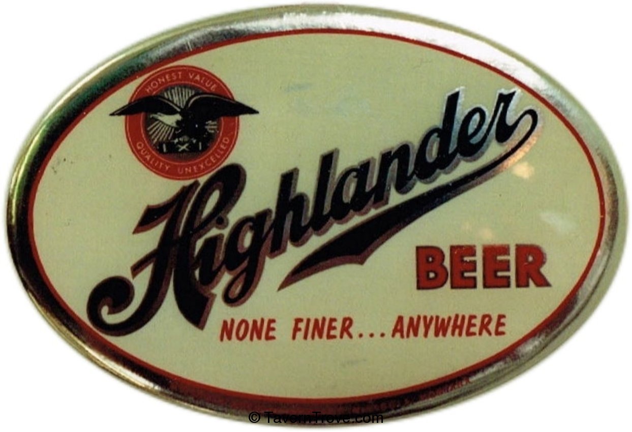 Item #53253 1949 Highlander Beer TOC Tin Over Cardboard Sign