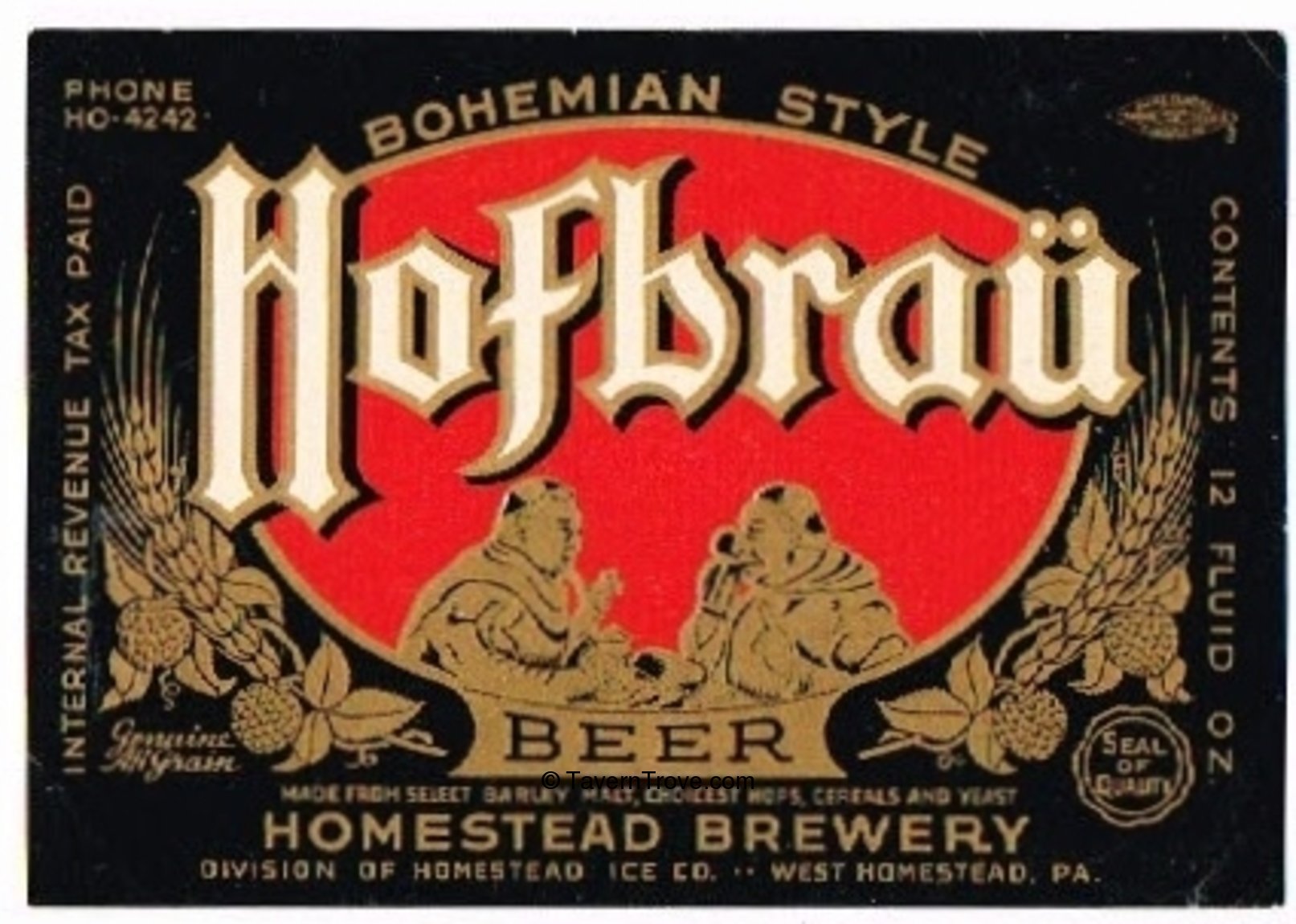 Item #65725 1940 Hofbrau Beer Label PA120-21