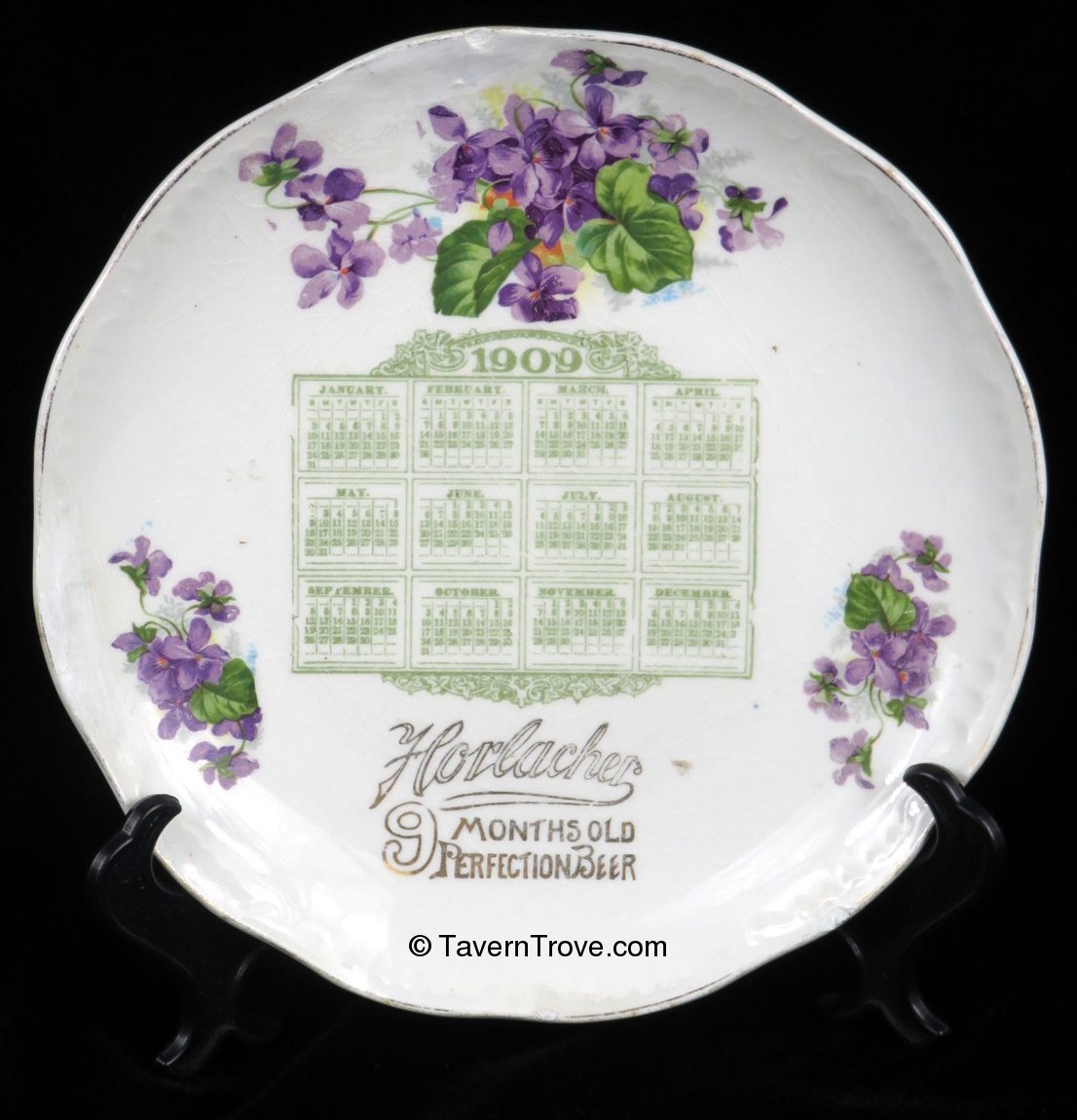 Item #98318 1909 Horlacher Beer Calendar Porcelain Art Plate