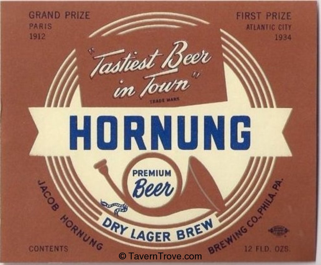 Item #49332 1950 Hornung Premium Beer Label PA77-10