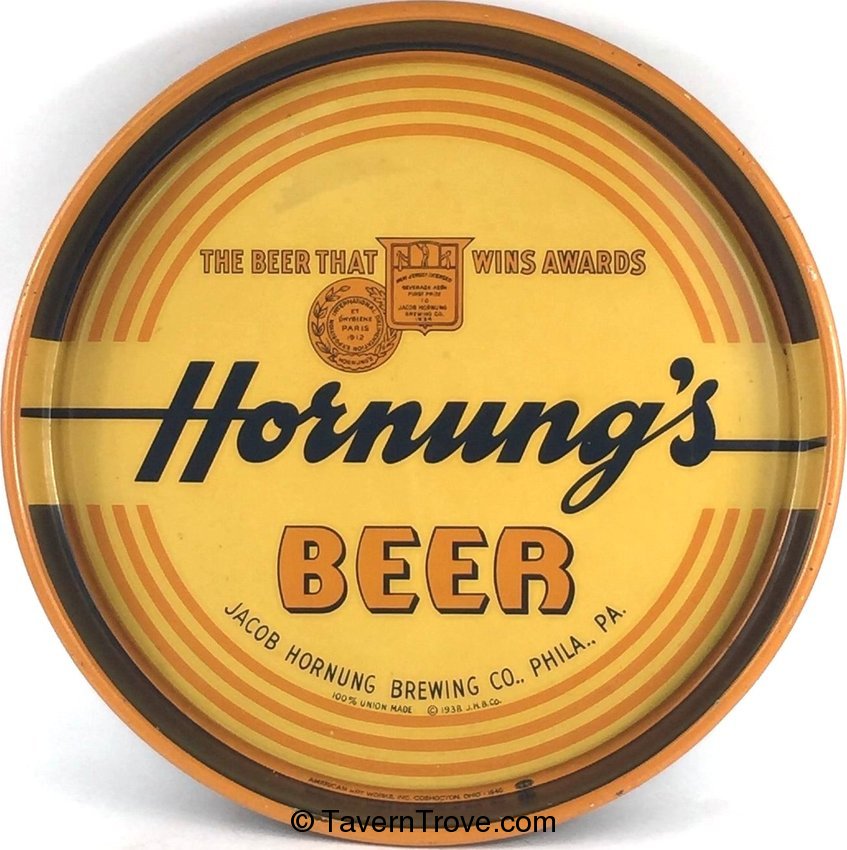 Item #88041 1939 Hornung Beer Serving Tray