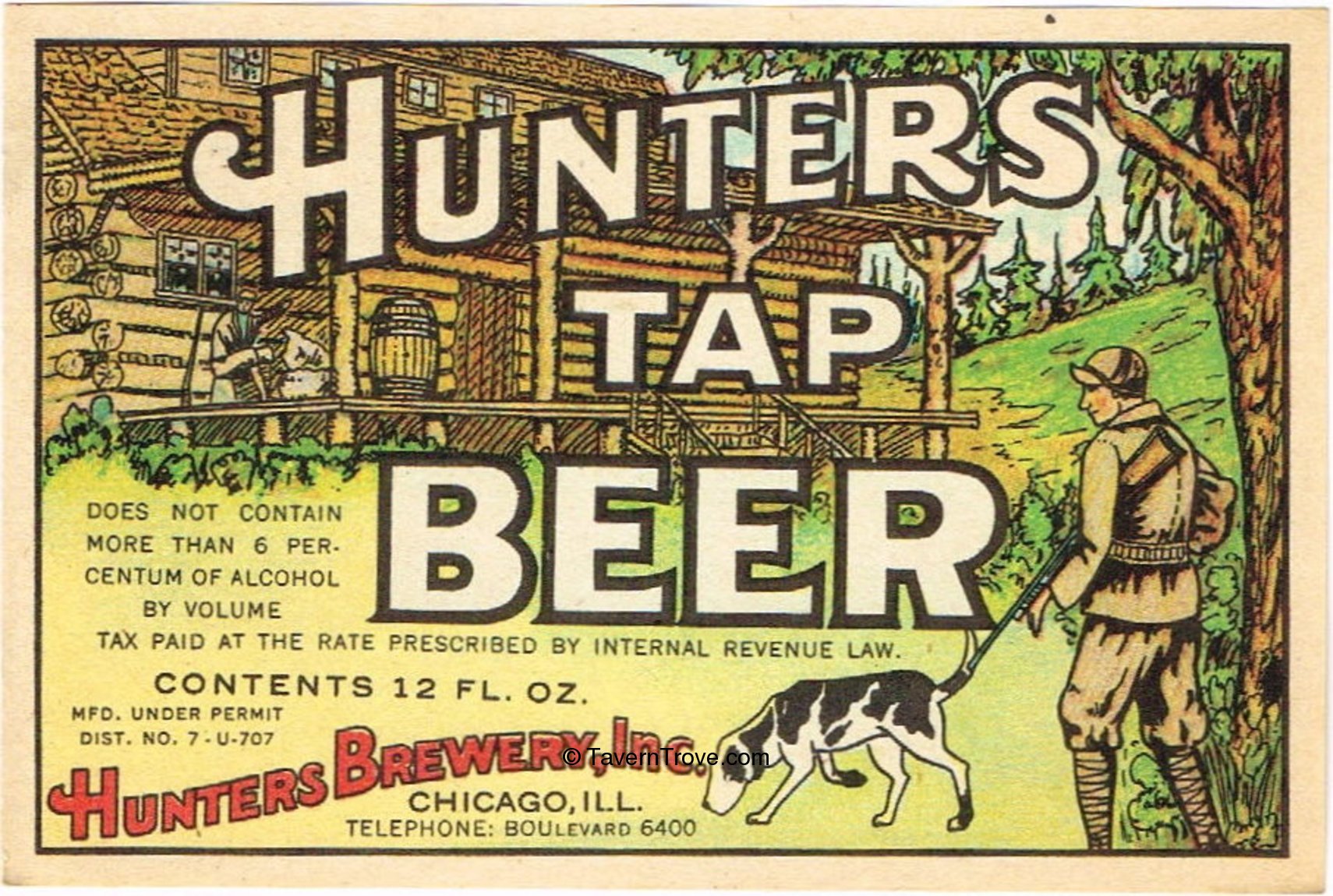 Item #47223 1933 Hunters Tap Beer Label IL65-15