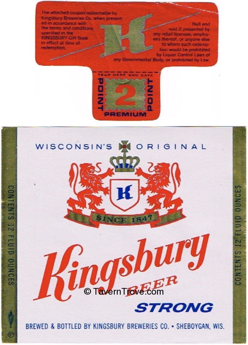 Item #81402 1965 Kingsbury Beer Label WI458