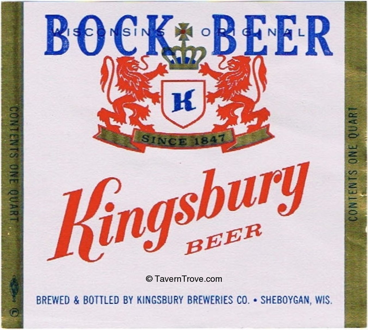 Item #81400 1962 Kingsbury Bock Beer Label WI458