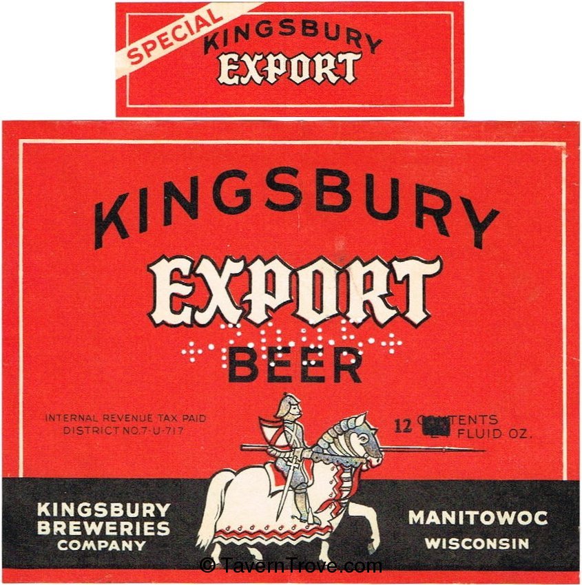 Item #46809 1935 Kingsbury Export Beer Label WI246-28