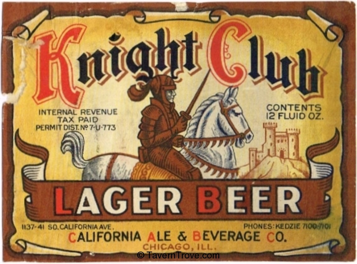 Item #75375 1934 Knight Club Lager Beer Label IL58-03