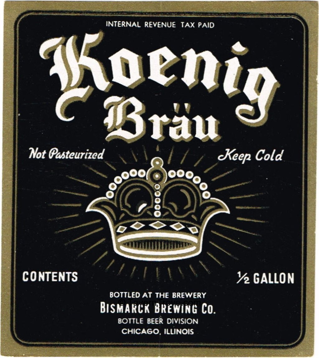 Item #36746 1938 Koenig Brau Beer Label IL18-08