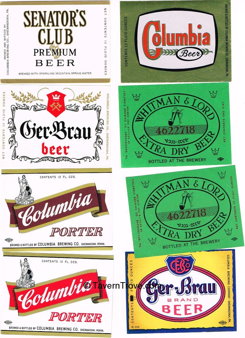 Item #96003 2022 Lot of 8 Unused 1950s-60s Columbia Beer Labels Label