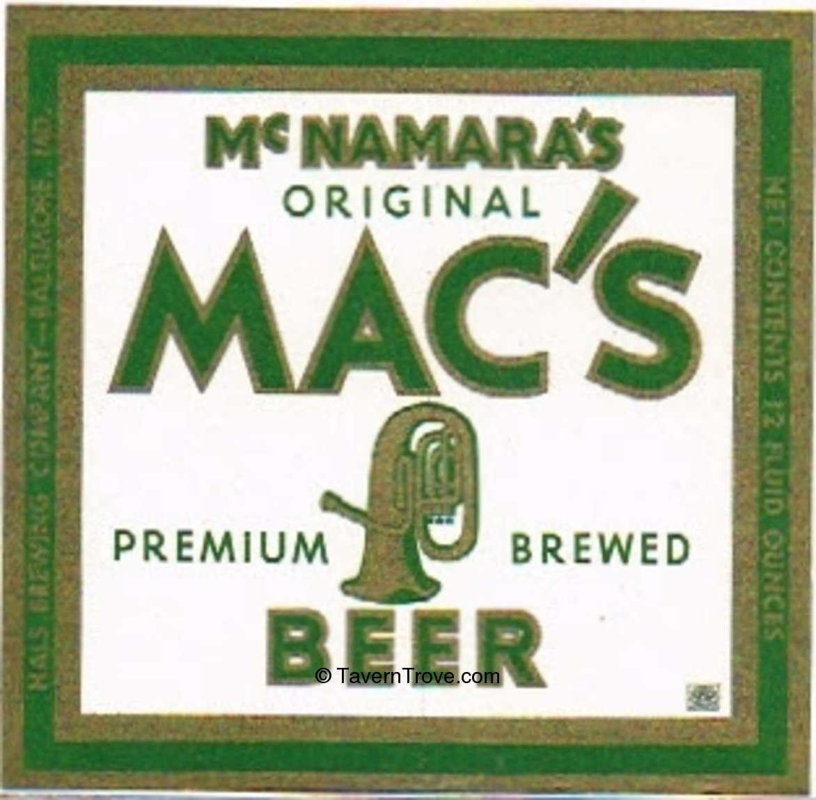 Item #68456 1959 Mac's Beer Label
