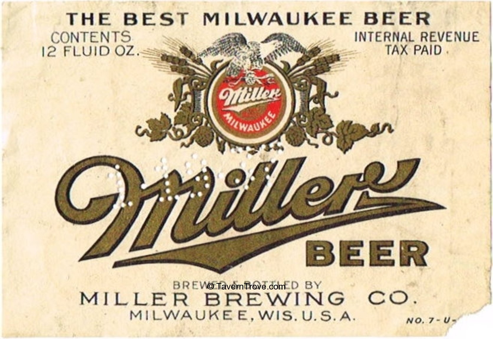 Item #84234 1937 Miller Beer Label WI287-42v5