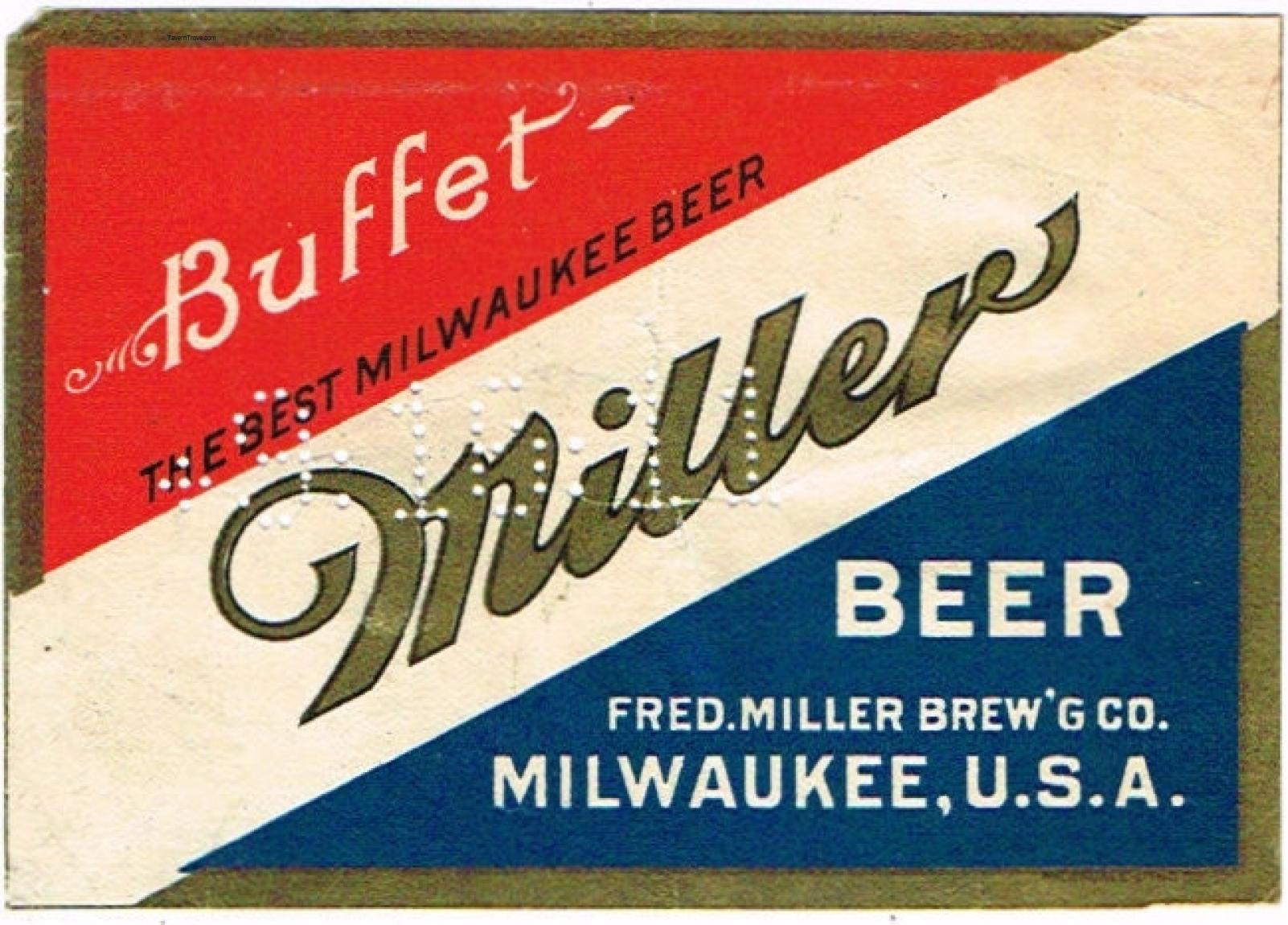 Item #86385 1902 Miller Buffet Beer Label WIS287-10V