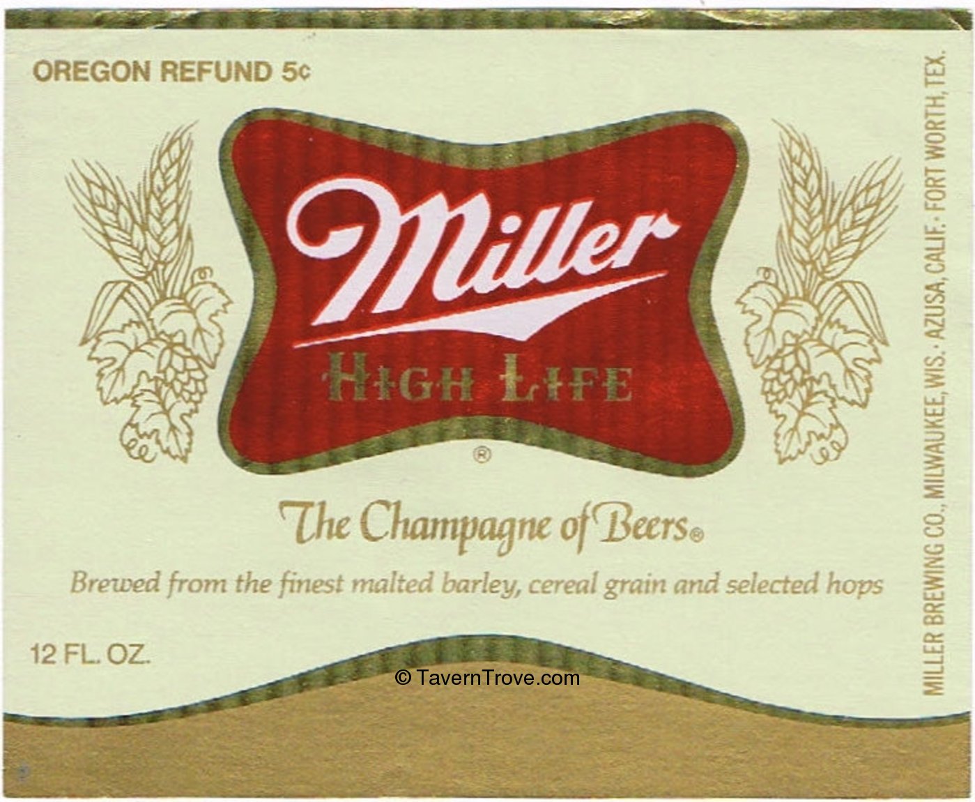 Item #81432 1973 Miller High Life Beer Label WI287