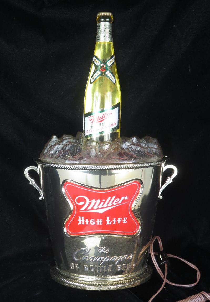 Item #102070 1962 Miller High Life Beer Illuminated Champagne Bucket Sign