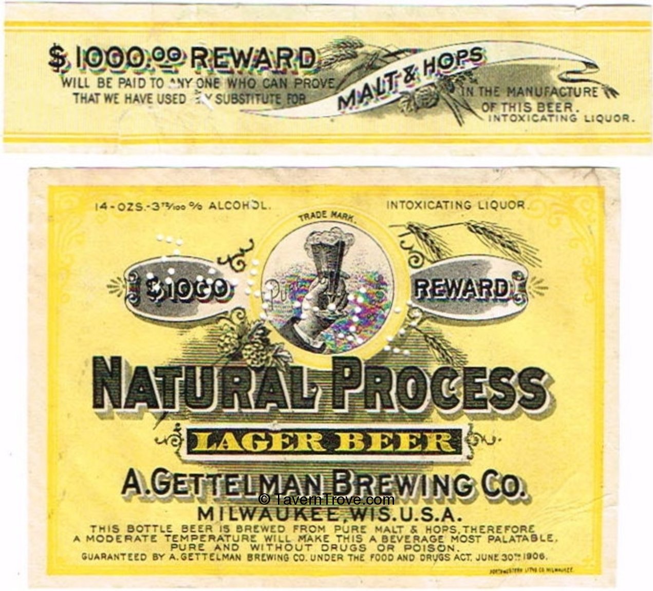 Item #86373 1906 Natural Process Lager Beer Label WI341-02