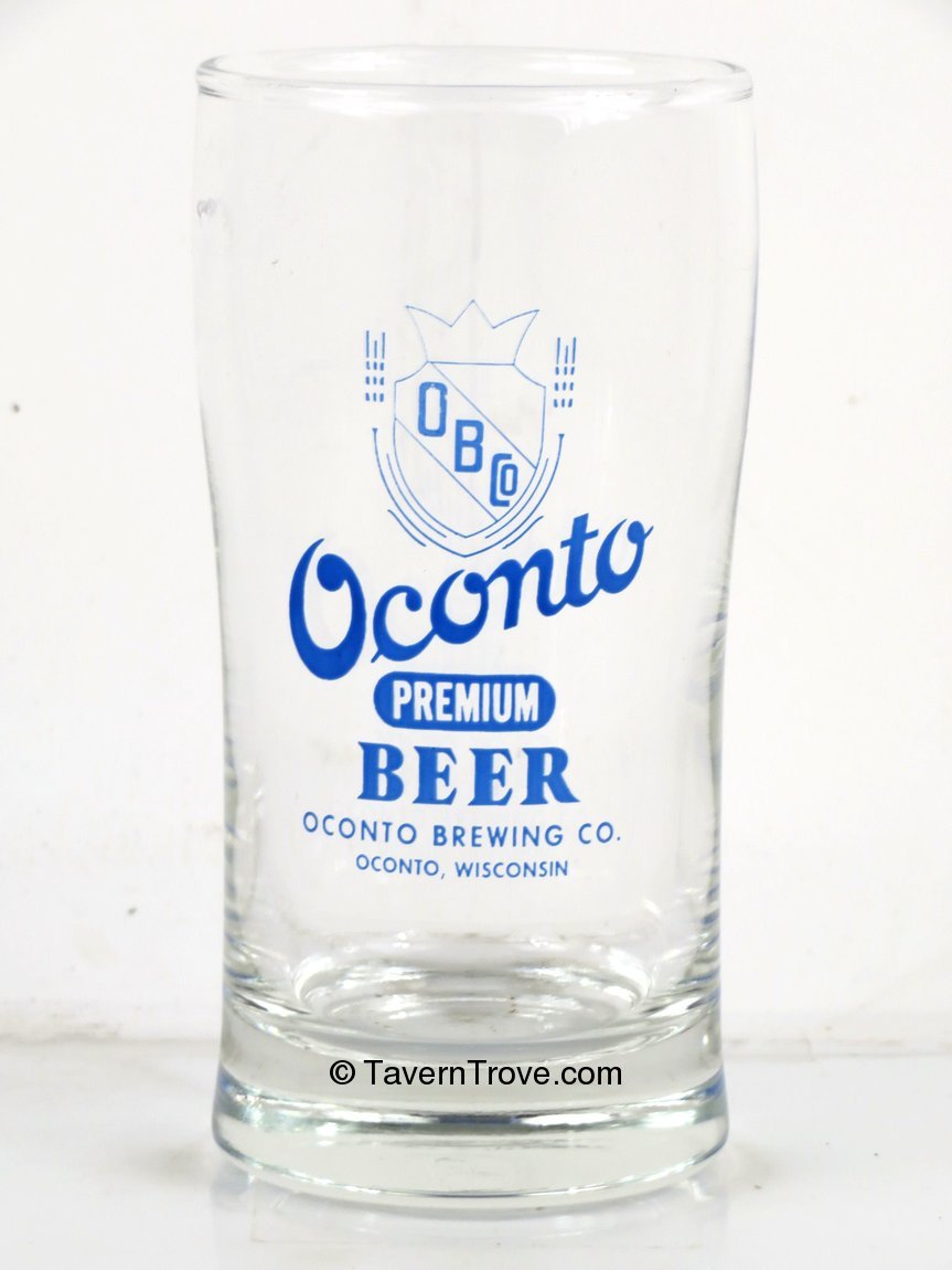 Item #33694 1947 Oconto Premium Beer Straight Sided ACL Drinking Glass
