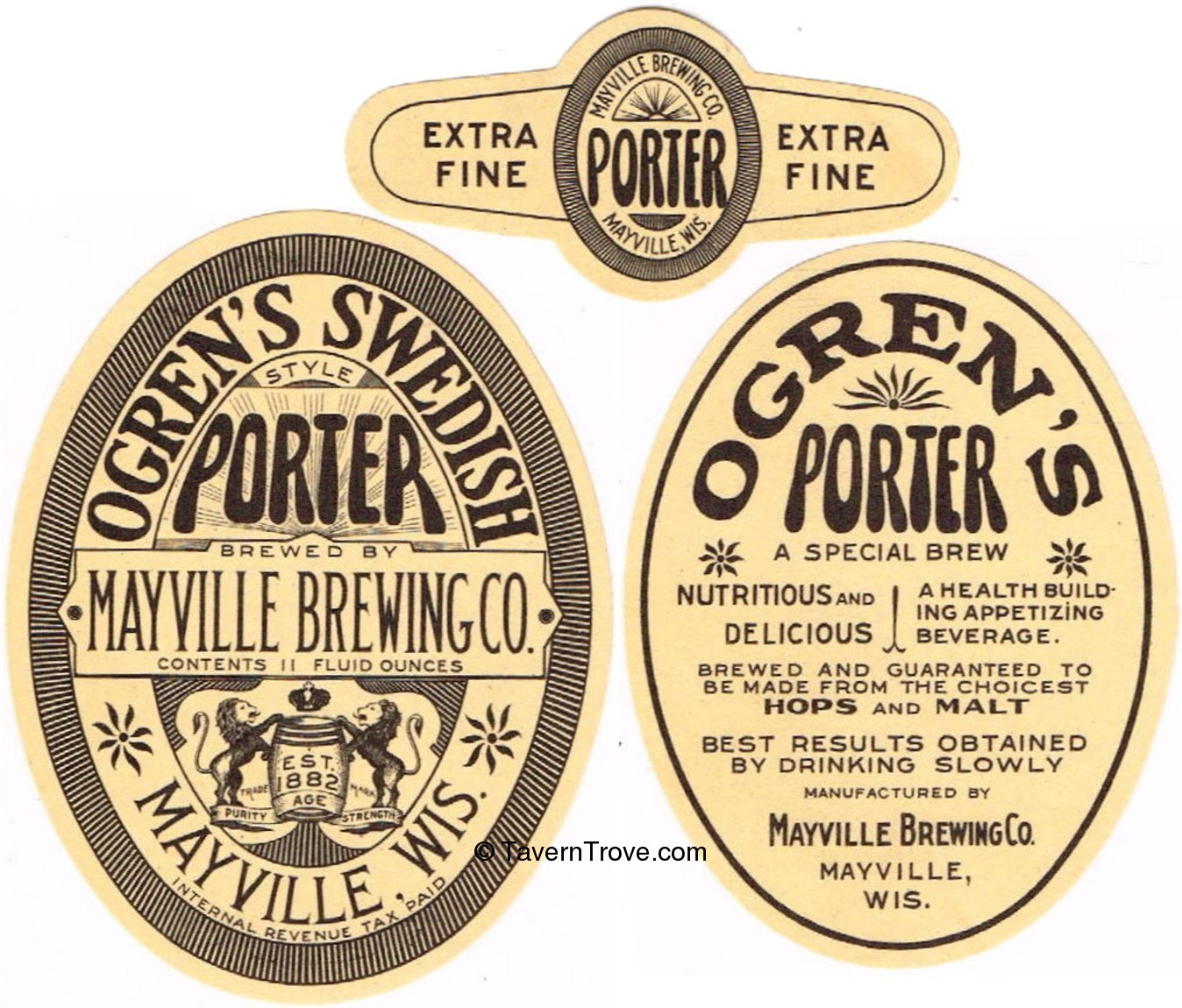 Item #38885 1935 Ogren's Swedish Porter Set Label WI259-06