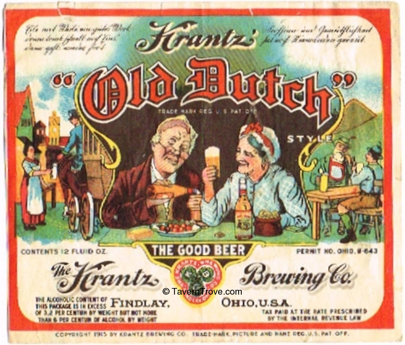 Item #70760 1933 Old Dutch Beer Label OH68-09