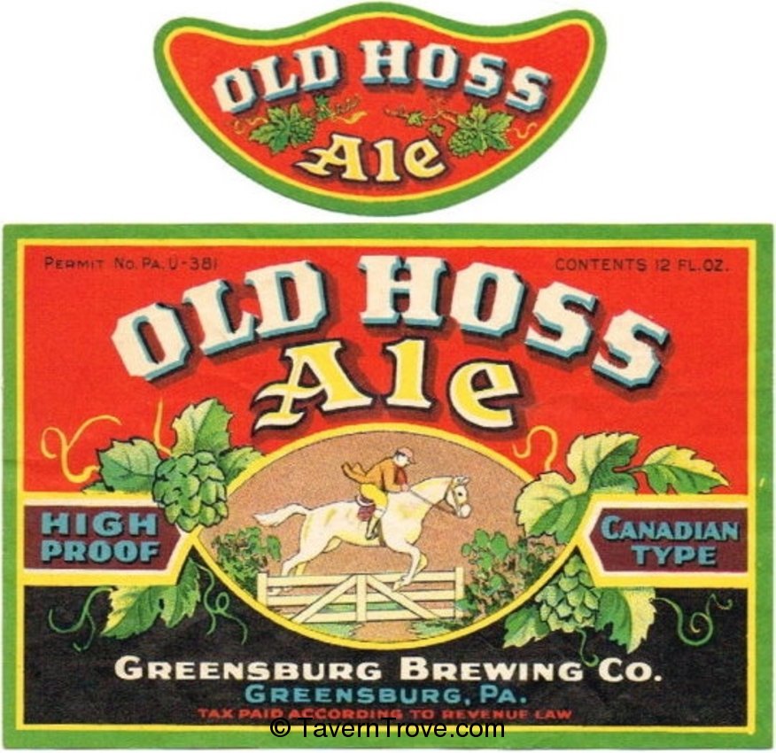 Item #73418 1933 Old Hoss Ale Label PA35-12