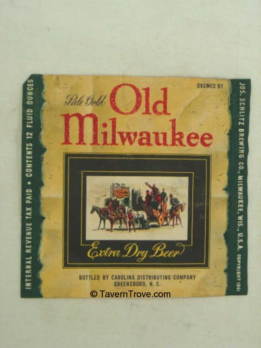 Item #8574 1941 Old Milwaukee Extra Dry Label WI316-100