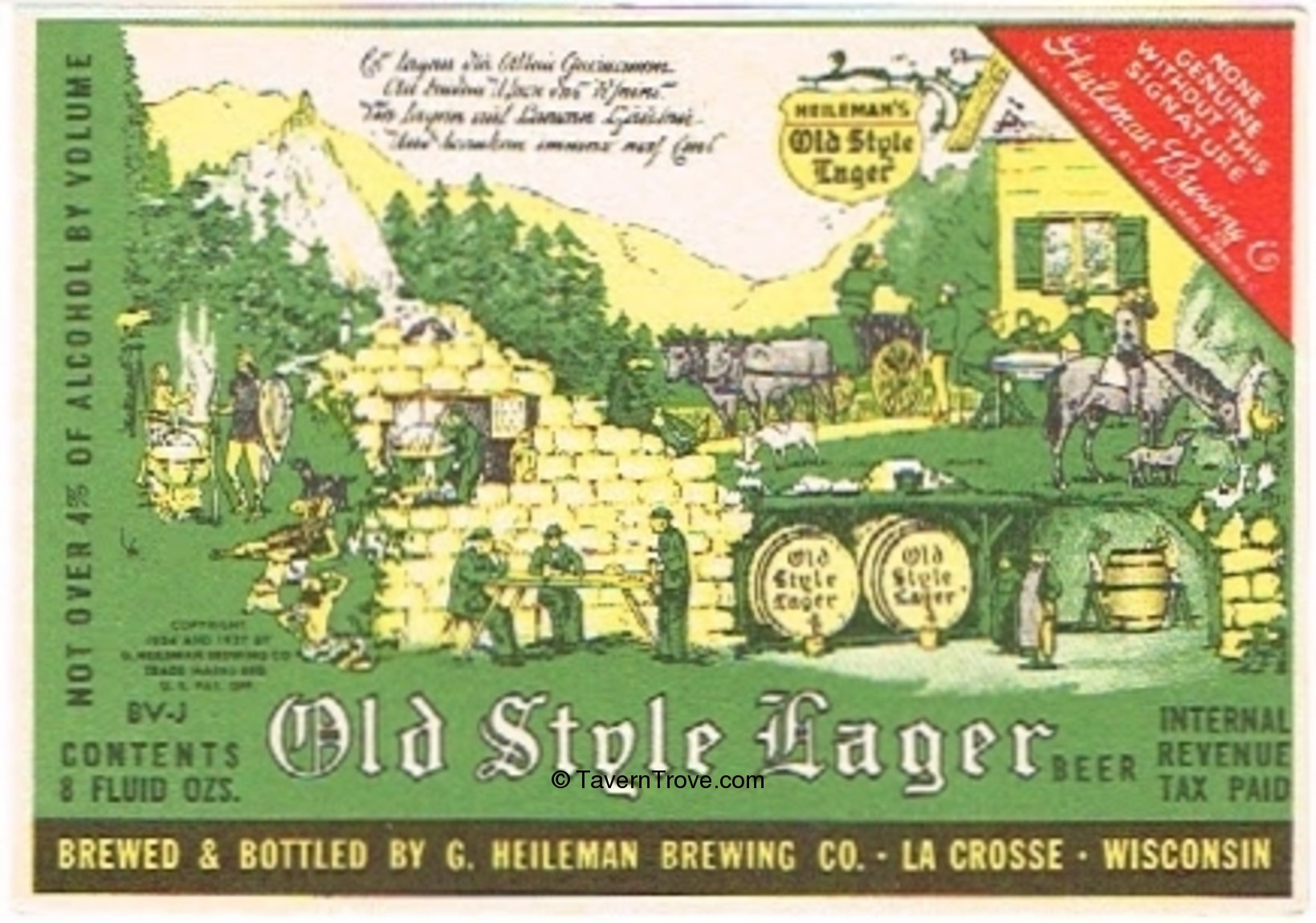 Item #44209 1939 Old Style Lager Beer Label WI215-38