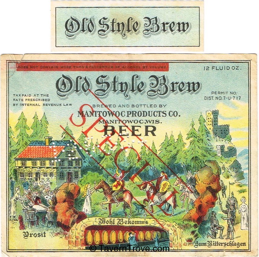 Item #46953 1933 Old Style Brew Special Beer Label WI246-23