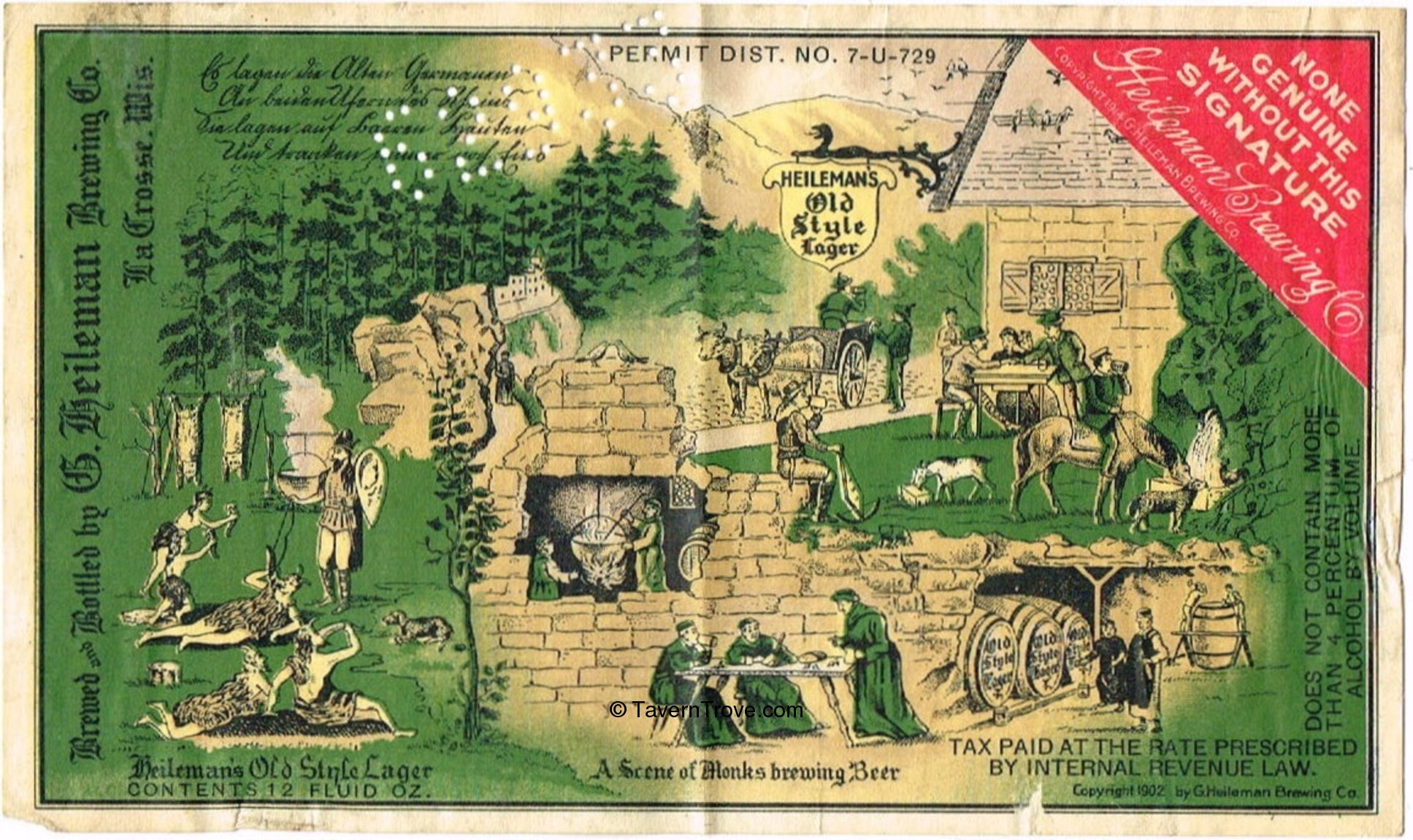 Item #38111 1933 Heileman's Old Style Lager Beer (87mm) Label WI215-26V1