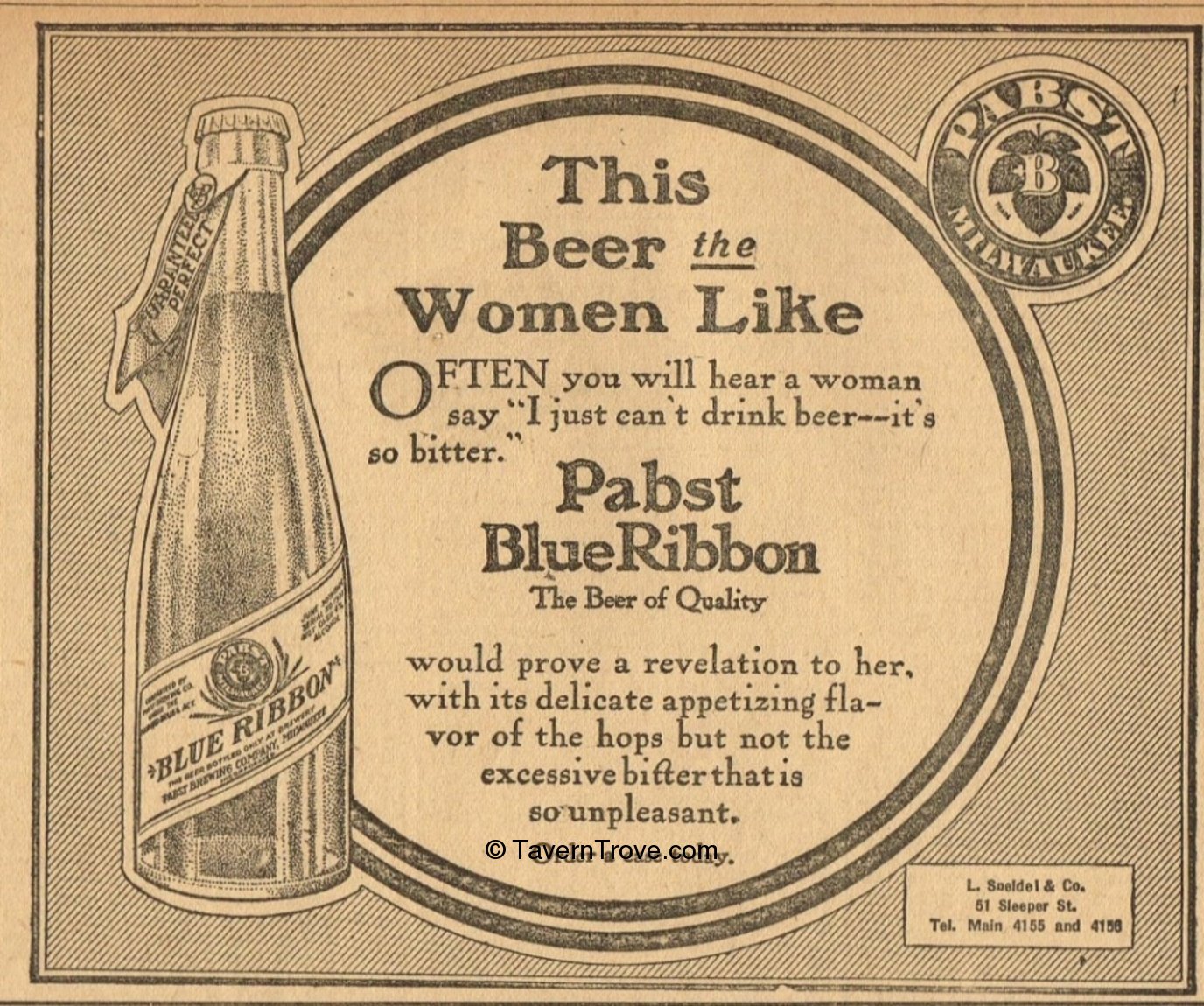 Item #89296 1911 Pabst Blue Ribbon Beer Paper Ad