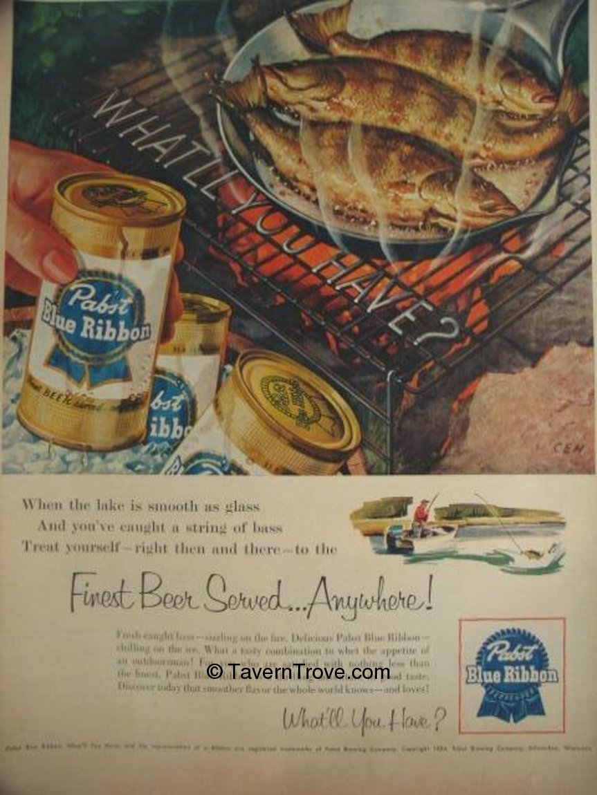 Item #16786 1955 Pabst Blue Ribbon Beer Paper Ad