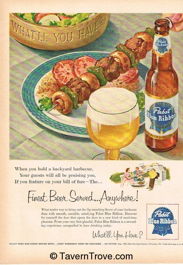 Item #16788 1955 Pabst Blue Ribbon Beer Paper Ad