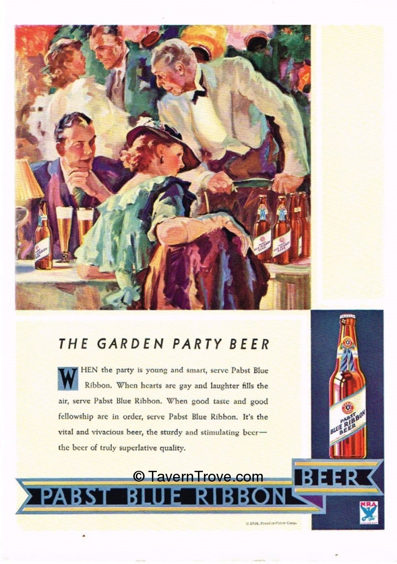 Item #61930 1934 Pabst Blue Ribbon Beer Paper Ad