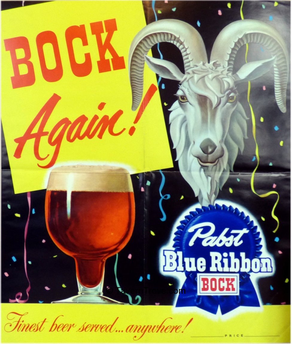 Item #27860 1954 Pabst Blue Ribbon Bock Beer Sign