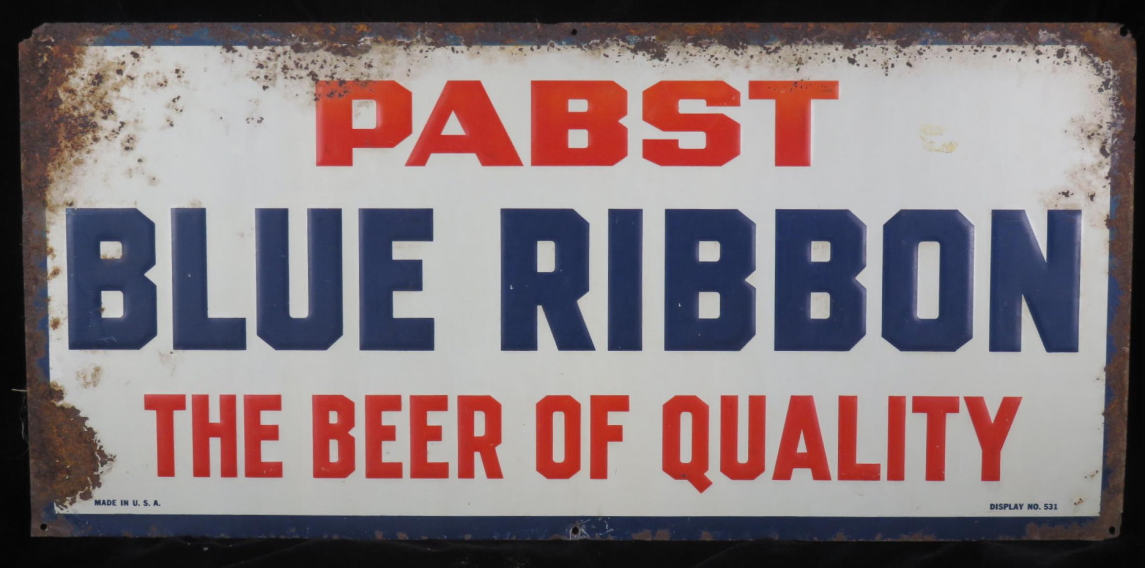 Item #6337 1905 Pabst Blue Ribbon Beer Metal Sign