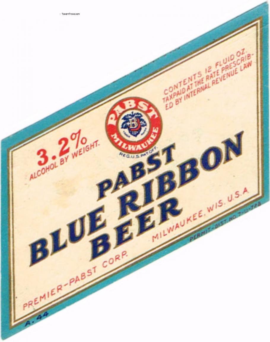 Item #91134 1933 Pabst Blue Ribbon Beer Label WI286-81v0