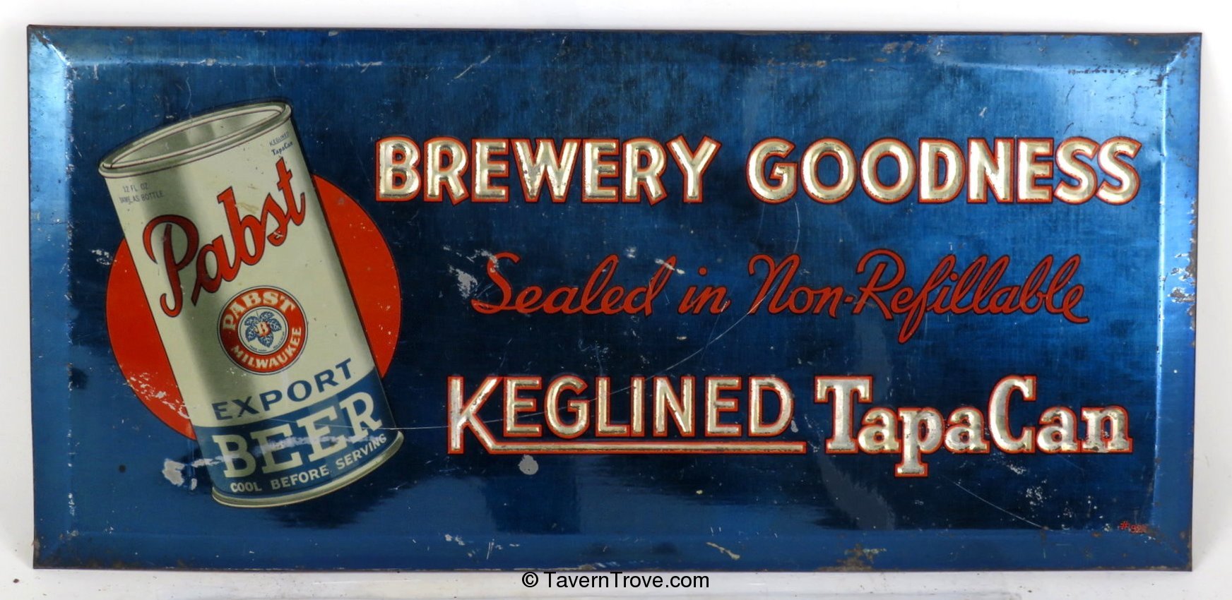 Item #33235 1938 Pabst Blue Ribbon Beer "Keglined TapaCan" TOC Tin Over ...