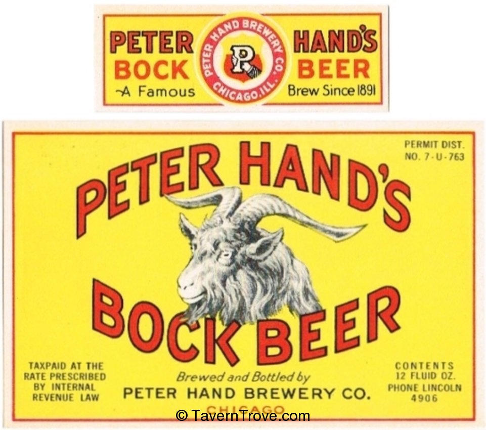 Item #75449 1933 Peter Hand's Bock Beer Label IL28-09