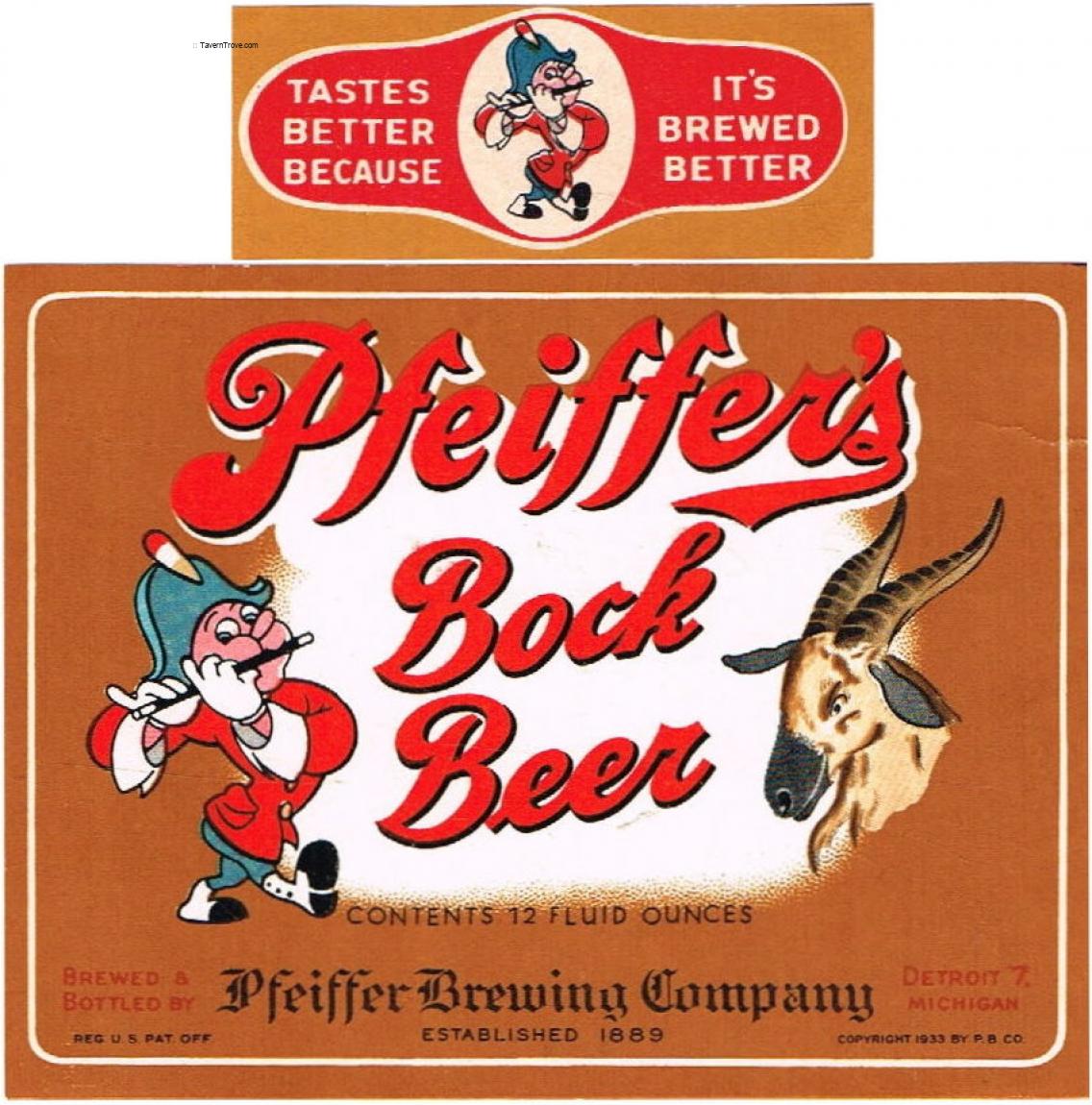 Item #71956 1950 Pfeiffer's Bock Beer Label