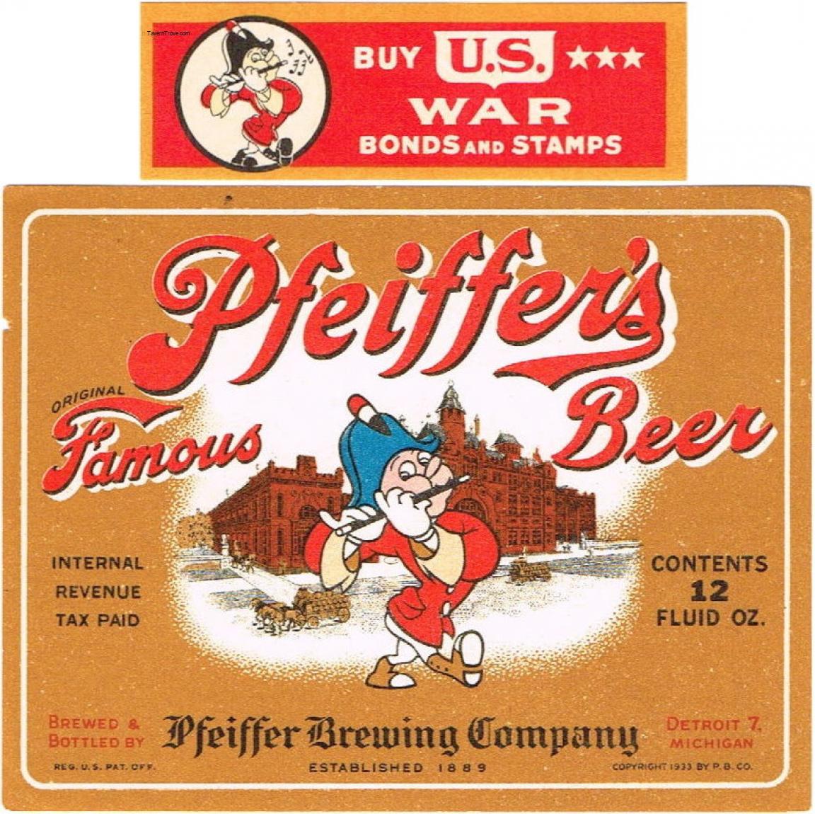 Item #71953 1943 Pfeiffer's Famous Beer (War Bonds Neck Label) Label ...