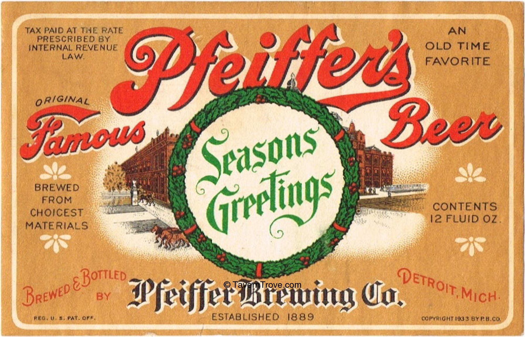 Item #23858 1935 Pfeiffer Famous Beer Label CS47-15