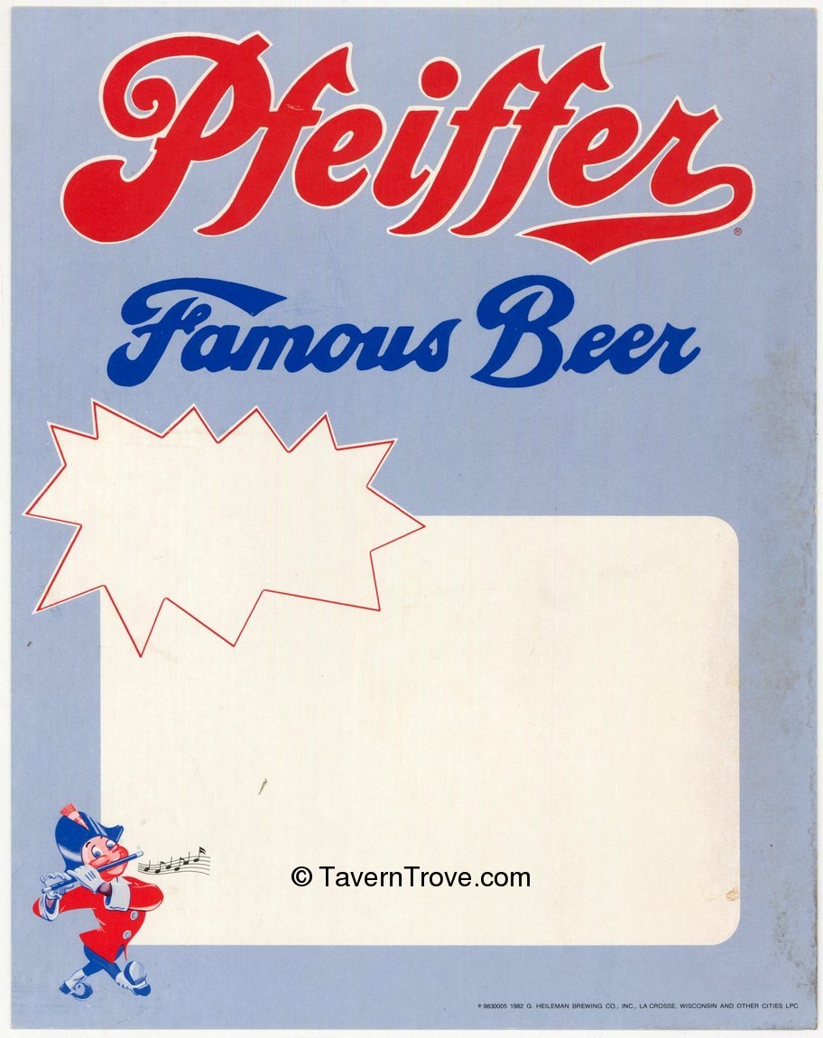 Item #95505 1982 Pfeiffer Famous Beer Point of Sale Sign Sign
