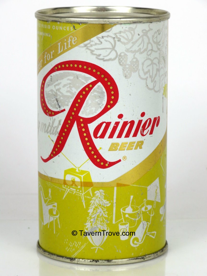 Item #94888 1956 Rainier Jubilee Beer (Citron) Flat Top Can TV/Barbeque