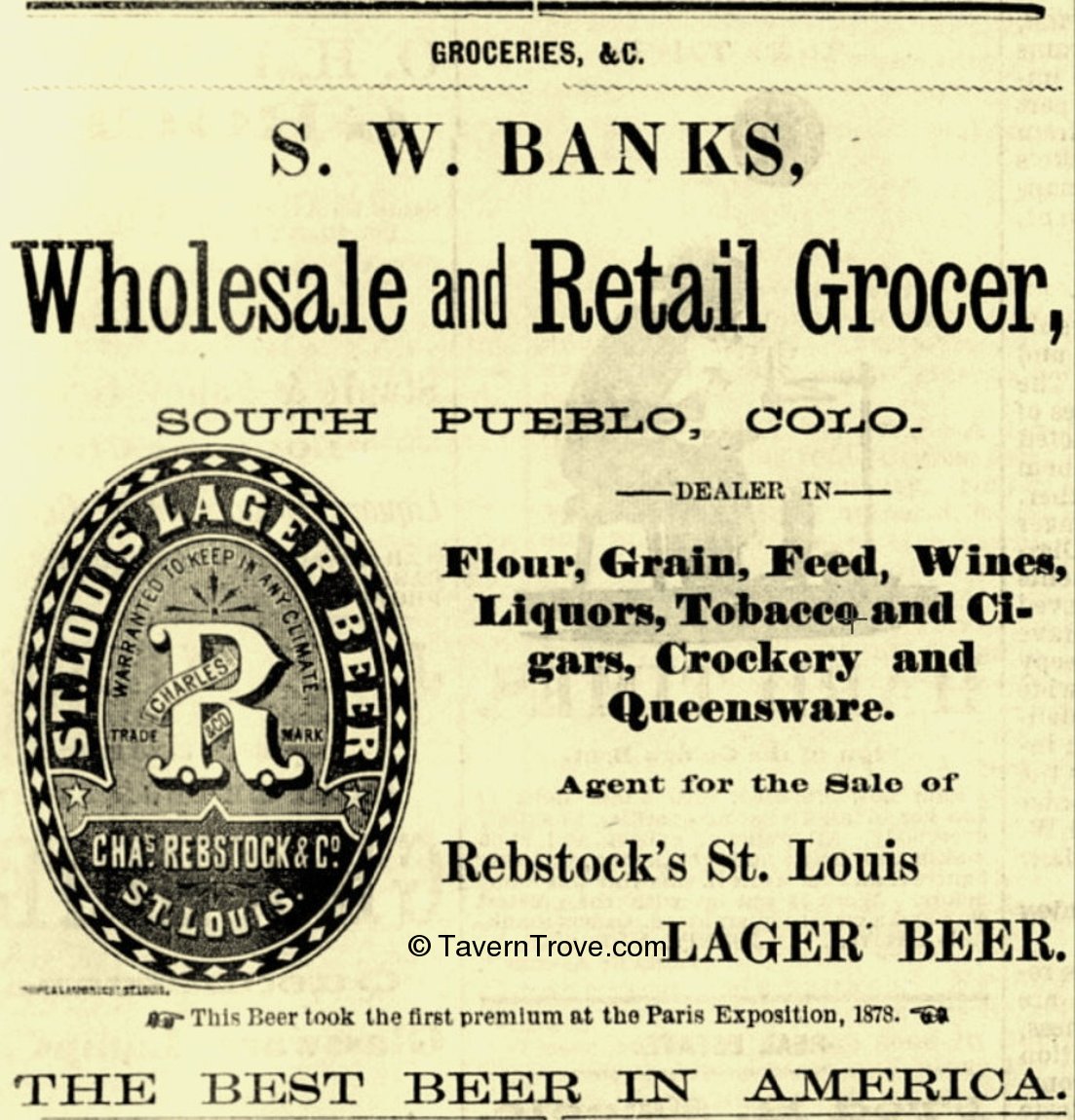 Item #41252 1878 Rebstock's St. Louis Lager Beer Paper Ad