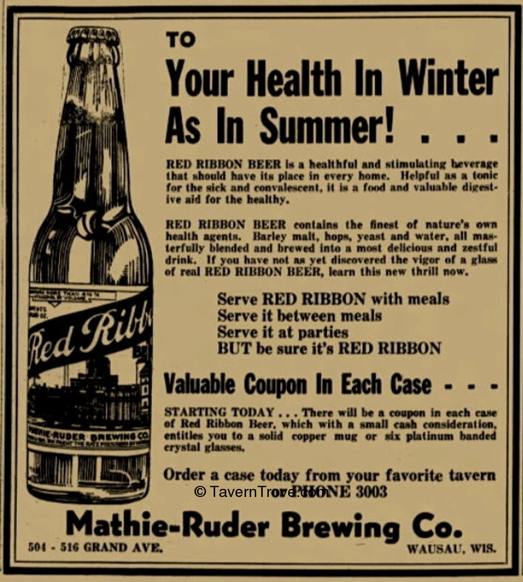 Item #39306 1934 Red Ribbon Beer Paper Ad