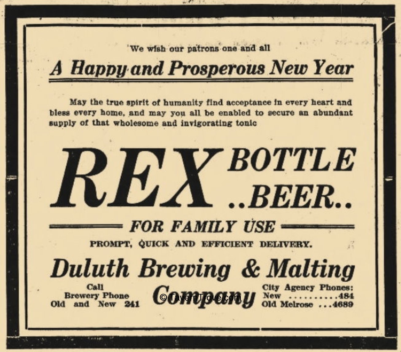 Item #30602 1910 Rex Bottle Beer Paper Ad