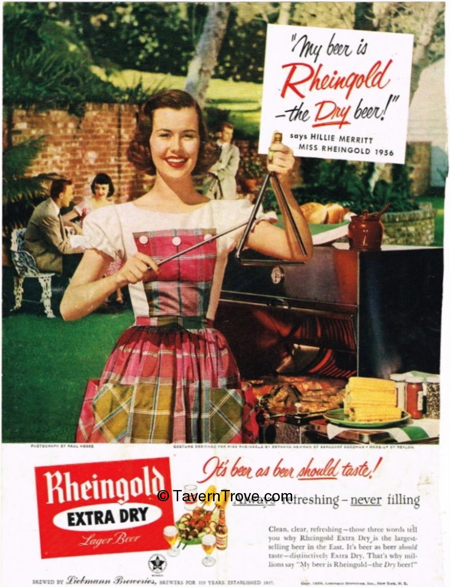 Item #74853 1956 Rheingold Extra Dry Lager Beer Paper Ad