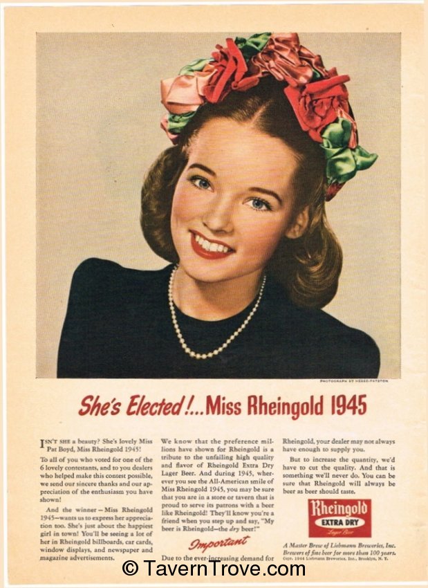 Item #74857 1945 Rheingold Extra Dry Lager Beer Paper Ad